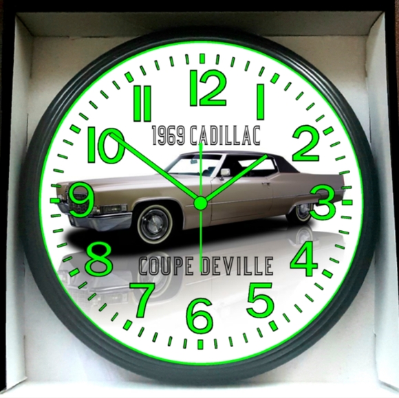 Wall Decor | 1969 Cadillac Coupe Deville Glow In The Dark Wall Clock ...